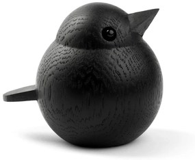 novoform Dřevěný ptáček Baby Sparrow Black Stained Oak, černá barva, dřevo