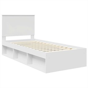 Rám postele s čelo Bílá 90 x 190 cm Masivní borové dřevo 3411064
