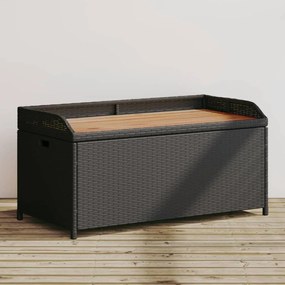 Úložná lavice černá 100 x 50 x 52 cm polyratan a akáciové dřevo - Default Title
