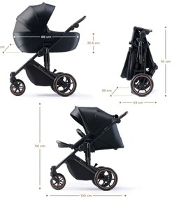 KINDERKRAFT SELECT - Kombinovaný kočárek 3v1 PRIME 2 Premium Venezian black