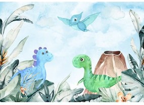Postershop Fototapeta vliesová: For kids dinosaurs watercolour - 152,5x104 cm
