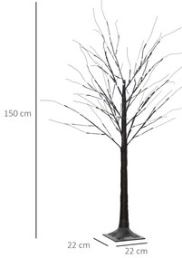 HOMCOM 150 cm umělý březový stromek s 96 LED světly a umělým sněhem pro vánoční výzdobu a oslavy, ideální na večírky, svatby | Aosom.de
