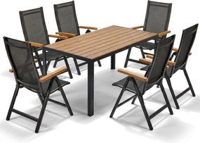 Vikio Zahradní jídelní set 140x80 pro 6 osob přírodní VZS210P6