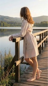 Dámský vaflový župan s kapucí Saimaa béžová - XL