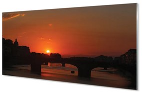 akrylový obraz Itálie řeka západu slunce 100x50 cm