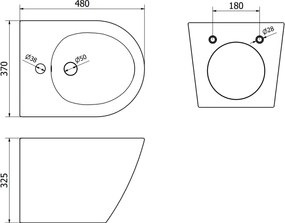 Mexen Lena, závěsný bidet 480x370x325 mm, černá matná - zlatý okraj, 35224875