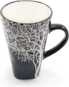 Kameninový hrnek Strom, 500 ml – vysoký, černý, severský minimalistický design