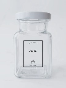 Samolepka na kořenky CELER průhledná 3 × 4 cm tučné písmo