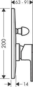 Hansgrohe Vernis Shape, vanová baterie pod omítku, s tělesem, černá matná, 71472670