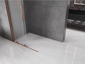 Mexen Velar, sprchová zástěna s posuvnými dveřmi Walk-in 90 x 200 cm, 8mm sklo námraza, růžové zlato, 871-090-000-33-60