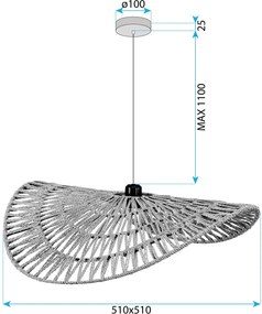 Toolight Toolight, závěsné stropní svítidlo 50cm, 1xE27, APP1739-1CP, hnědá-černá, OSW-06062