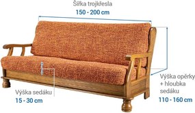 Bielastické potahy GRAFITI NOVÉ cihlové trojkřeslo s dřevěnými rukojeťmi (š. 150 - 200 cm)