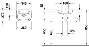 Duravit 7053600092 - Závěsné umyvadlo D-CODE 36x27 cm keramika/lesklá bílá