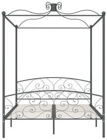 vidaXL Rám postele s nebesy šedý kovový 180 x 200 cm