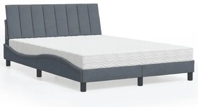 Postel s matrací Hanko tmavě šedý 140 x 190 cm samet 3208593