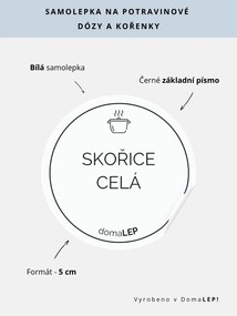 Samolepka na kořenky SKOŘICE CELÁ bílá 5 cm základní písmo