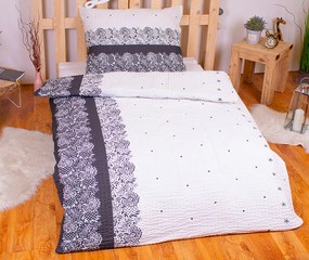 TP Polybavlna povlečení PREMIUM 140x200+70x90 - Černobílé pruhy s ornamenty