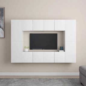 8dílný set TV skříněk bílý kompozitní dřevo 3078668