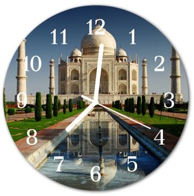 Nástenné skleněné hodiny Taj mahal fi 30 cm