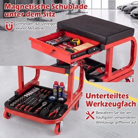 Costway Pojízdná dílenská stolička s magnetickou zásuvkou, 150 kg