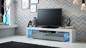 Moderní TV stolek Space, bílá/šedý lesk