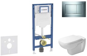 Geberit Duofix - Set předstěnové instalace, klozetu D-Code a sedátka softclose, tlačítko Sigma20, chrom/matný chrom SANI11CP1105