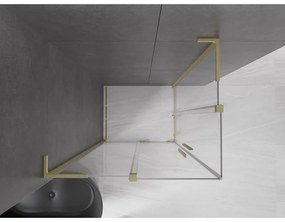 Mexen Velar L Duo, sprchový kout s posuvnými dveřmi 100 x 90 cm, 8mm čiré sklo, zlatá matná, 871-100-090-02-03-55