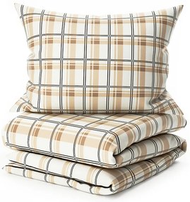Mikroplyšové povlečení PLAID krémové Rozměr povlečení: 2 ks 70 x 90 cm | 200 x 220 cm