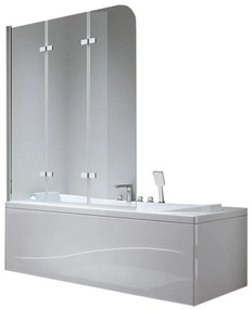 BPS-koupelny Trojdílná vanová zástěna HYD-PR05 100x140 chrom/transparent