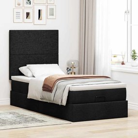 Osmanský rám postele s matrací černá 90x190cm textil 3313038