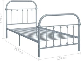 Rám postele šedý kovový 90 x 200 cm 284504