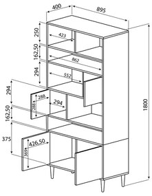 Růžová knihovna v dekoru dubového dřeva TemaHome Horizon