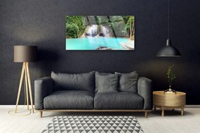 akrylový obraz Vodopád Jezero Příroda 100x50 cm