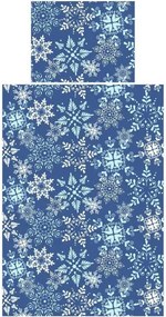 DADKA VRACOV Povlečení krep Snowflakes šedomodré 200x200, 2x70x90 cm