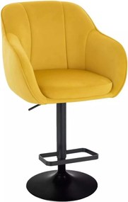LuxuryForm DESIGN Barová židle AVOLA VELUR na černé kulaté podstavě - žlutá