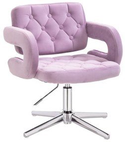 LuxuryForm DESIGN Otočná židle ADRIA VELUR na stříbrném kříži - levandule