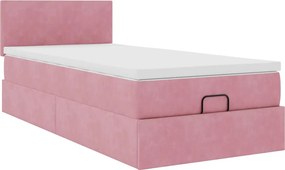 Osmanský rám postele s matrací růžová 90x200cm samet 3311680