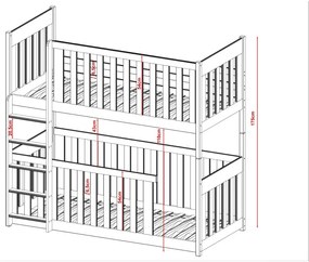 Legno Dětská patrová postel Karel bílá Rozměr (cm): 90x190
