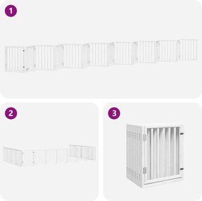 Zábrana pro psy s dvířky skládací 15 panelů bílá 750 cm topol 3155537