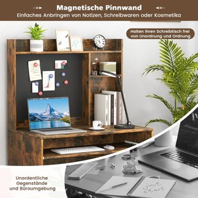 Costway Počítačový stůl s magnetickou nástěnkou domácí s nástavcem a policí
