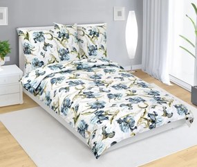 Bellatex Povlečení bavlněné 140x200, 70x90 cm Kosatec Modrá,Šedá,Béžová