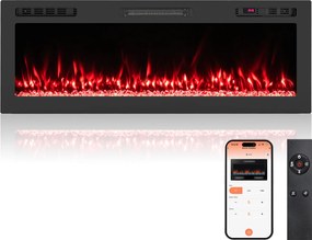 Costway 50" elektrický krb s vytápěním 750 W/1500 W vestavný krb s dálkovým