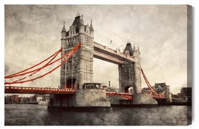 Obraz Tower Bridge V Retro Stylu Nedostatek Nedostatek Přírodní plátno 70x50