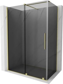Mexen Velar, sprchový kout s posuvnými dveřmi 150 x 80 cm, 8mm šedé sklo, zlatá matná, 871-150-080-41-55