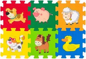 PLASTICA Pěnové puzzle Zvířátka / 6 ks / 40,5 x 27 cm