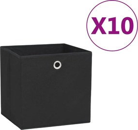 vidaXL Úložné boxy 10 ks netkaná textilie 28 x 28 x 28 cm [325218] Barva: Černá