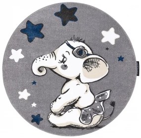 Dywany Łuszczów Dětský kusový koberec Petit Elephant stars grey kruh ROZMĚR: 120x120 (průměr) kruh