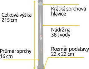 Hawaj solární sprcha 38L černá s teploměrem