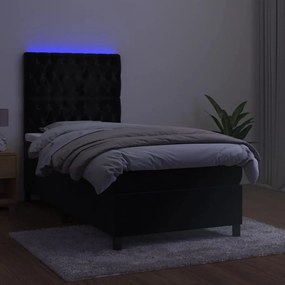 Box spring postel s matrací a LED černá 80 x 200 cm samet 3136271
