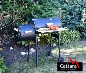 Cattara Gril na dřevěné uhlí SMOKIE s udírnou / Rošt: 61 x 30 cm